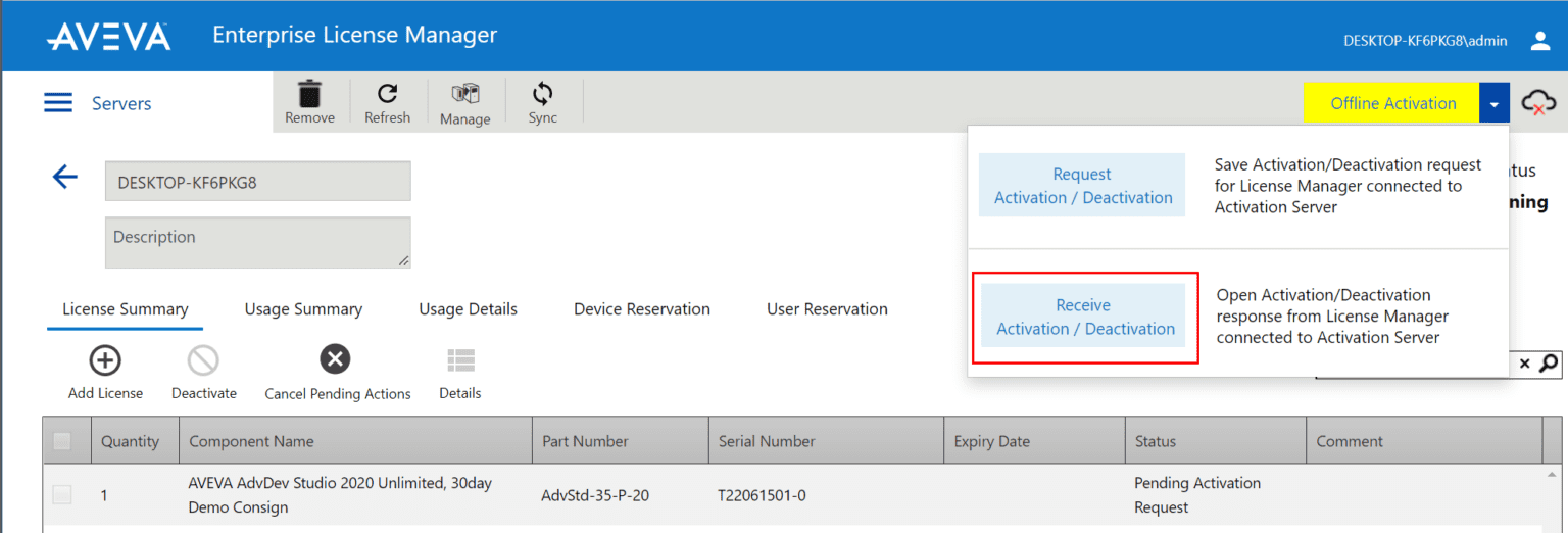 Using AVEVA License Server OFFLINE Activation - Industrial Software ...
