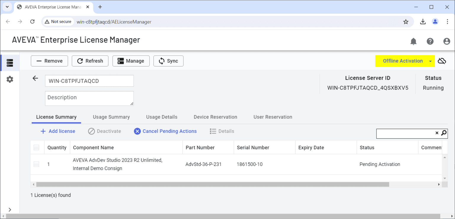 AVEVA Enterprise License Manager gets stuck while Activating a License - Industrial Software ...